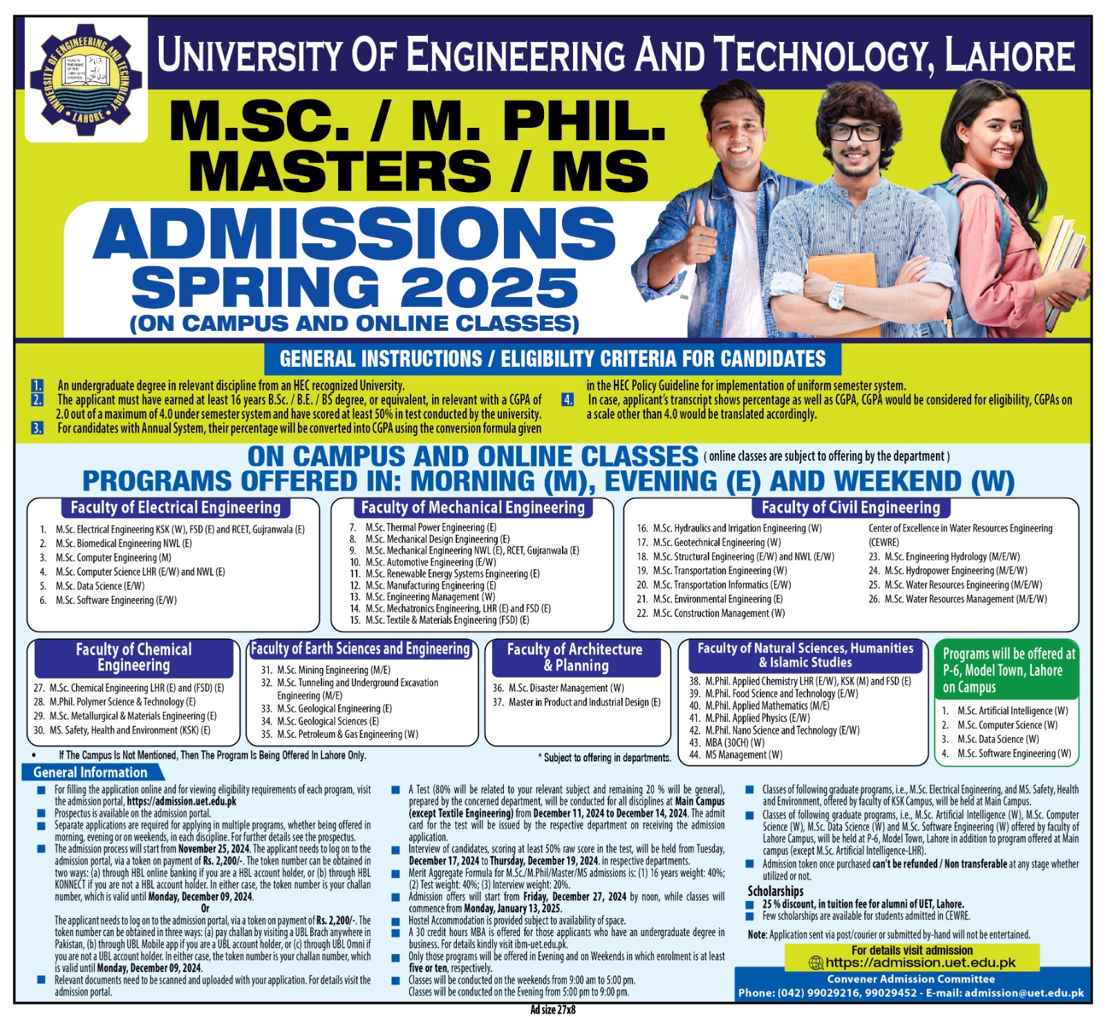 UET Lahore Announces MSc/MS Admissions in Civil Engineering for Spring ...